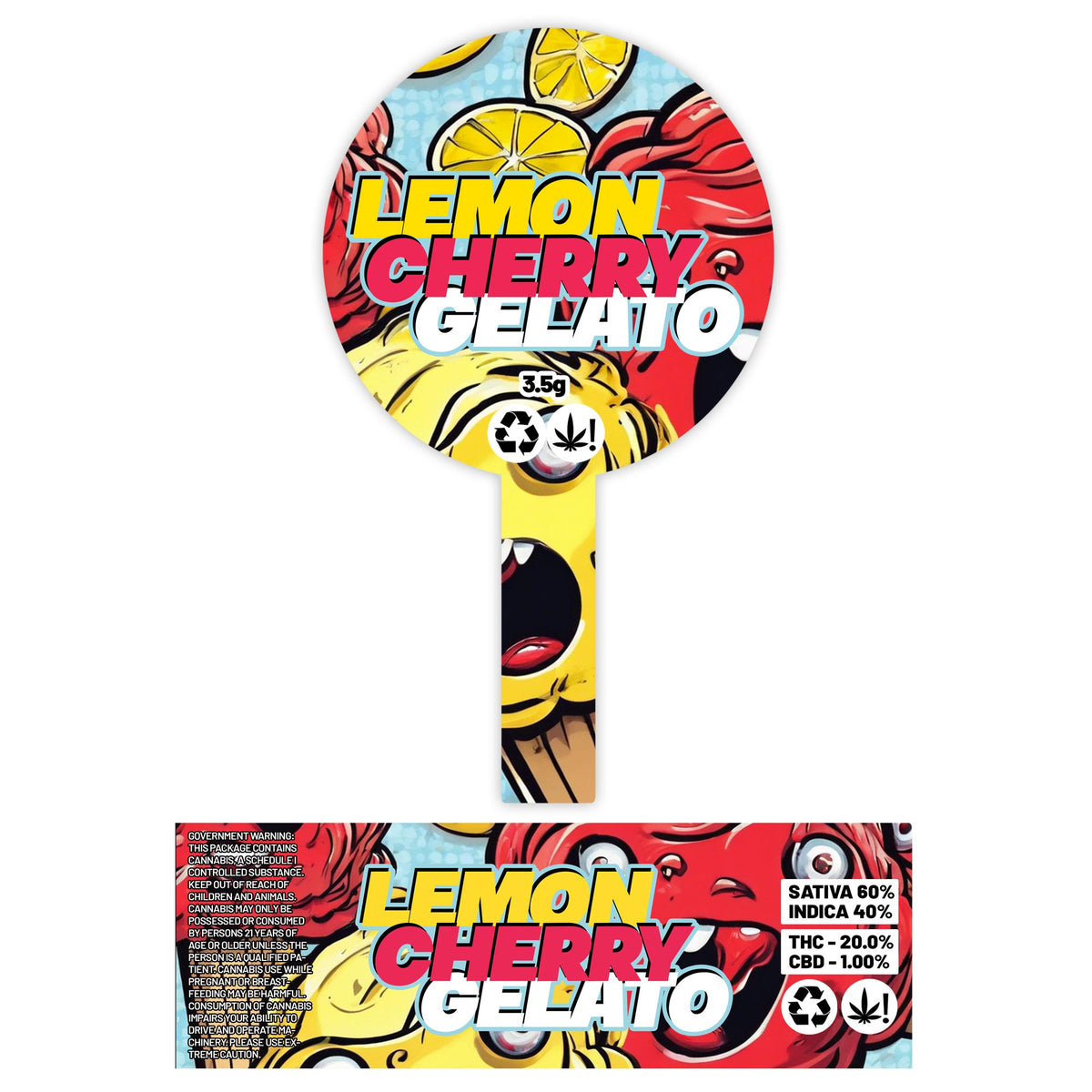 Lemon Cherry Gelato 60ml Glass Jars 3 5g Green Buddha Packaging