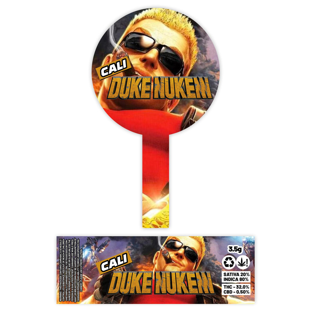 Duke Nukem 60ml Glass Jars Stickers 3 5g Green Buddha Packaging