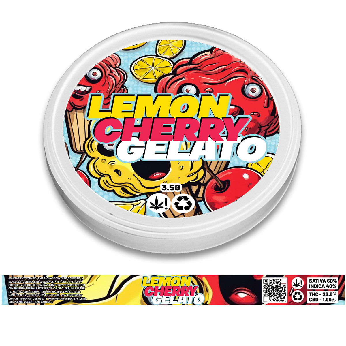Lemon Cherry Gelato 100ml Tuna Tins 3 5g Green Buddha Packaging