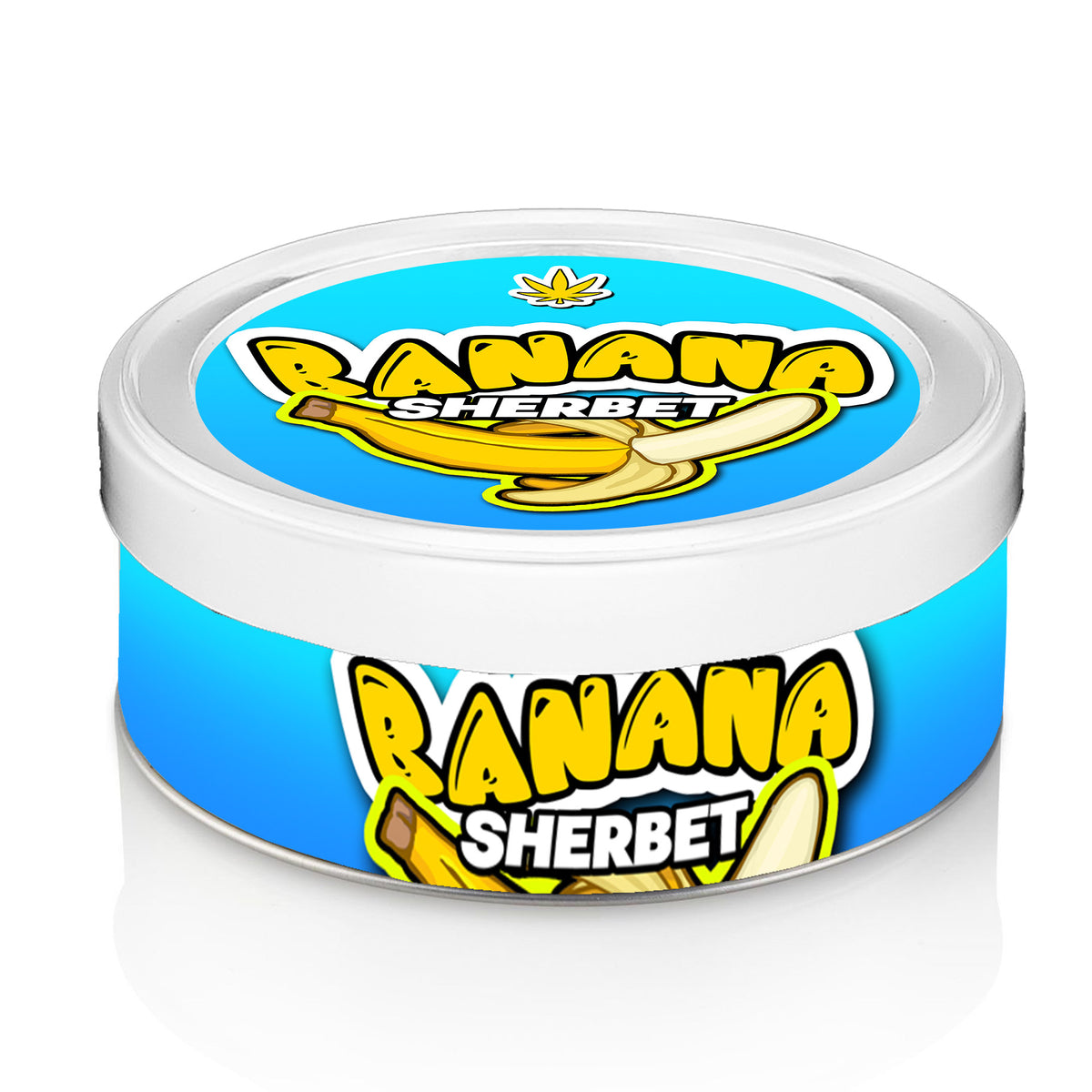 Banana Sherbet 100ml Tuna Tin Stickers 3 5g Green Buddha Packaging