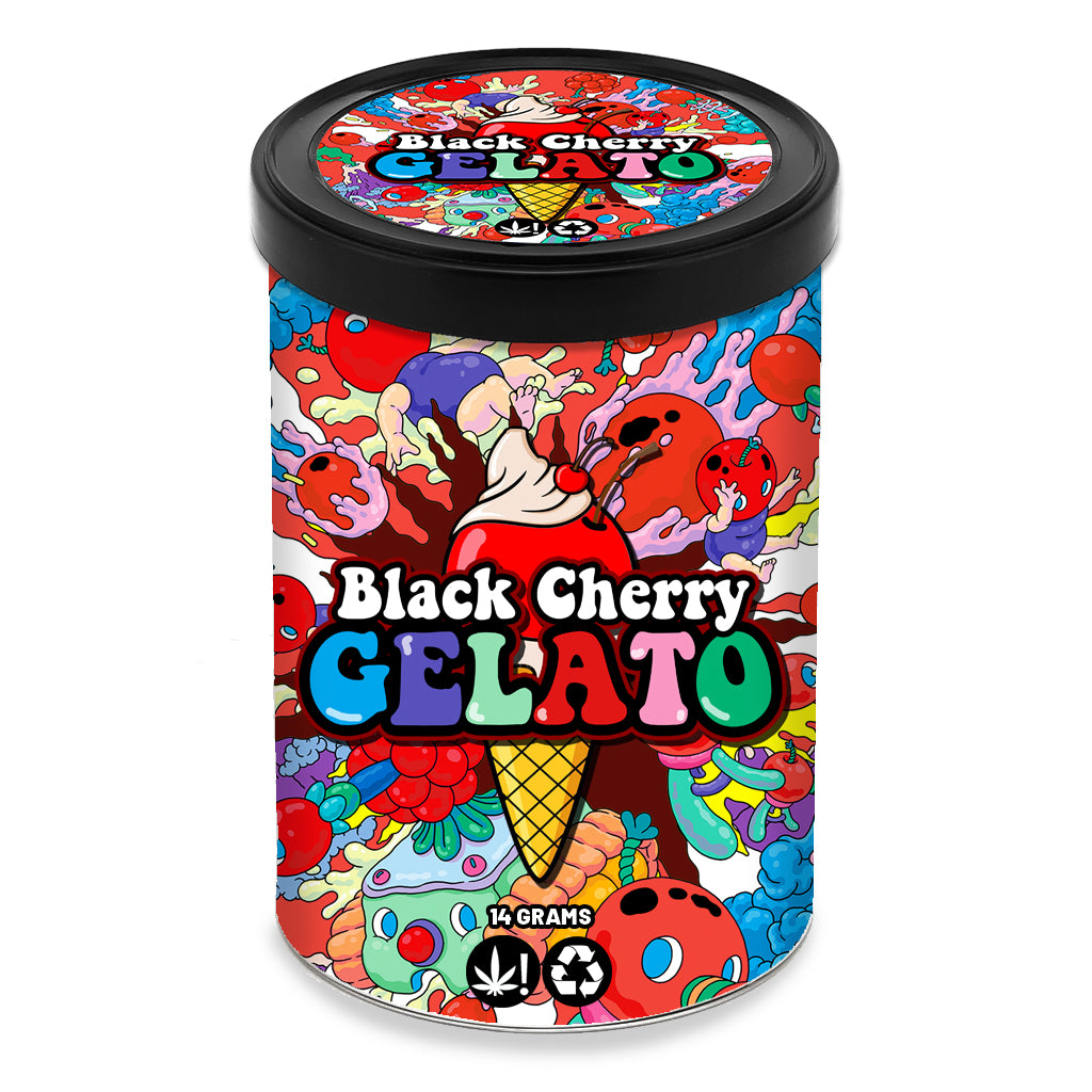 Black Cherry Gelato 400ml Tuna Tins 14g Green Buddha Packaging
