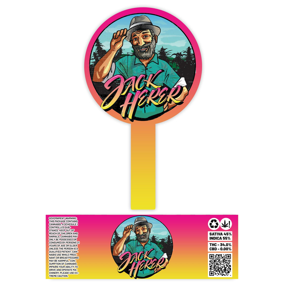 Jack Herer 60ml Glass Jars Stickers (3.5g) – Green Buddha Packaging