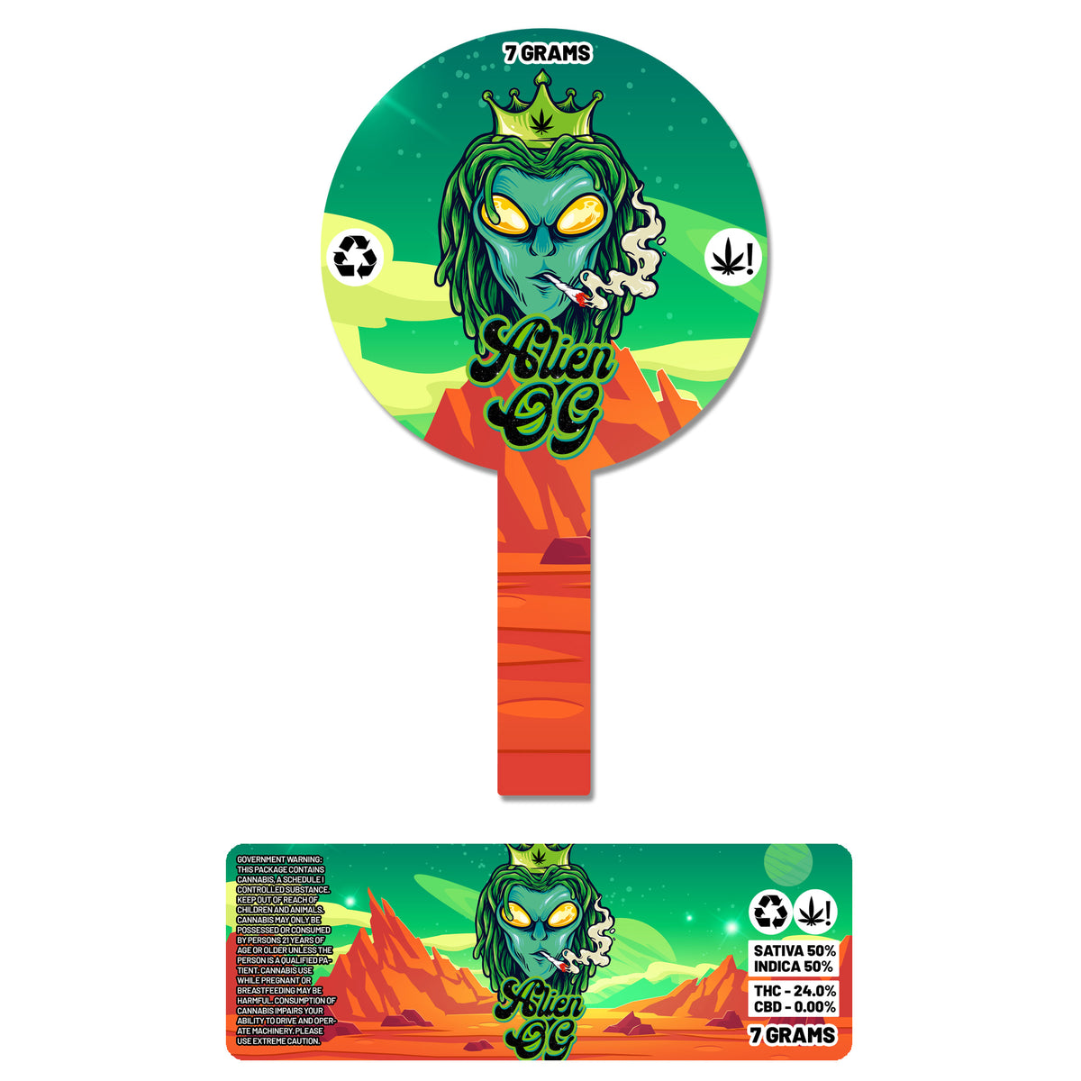Alien OG 120ml Glass Jars Stickers (7g) – Green Buddha Packaging