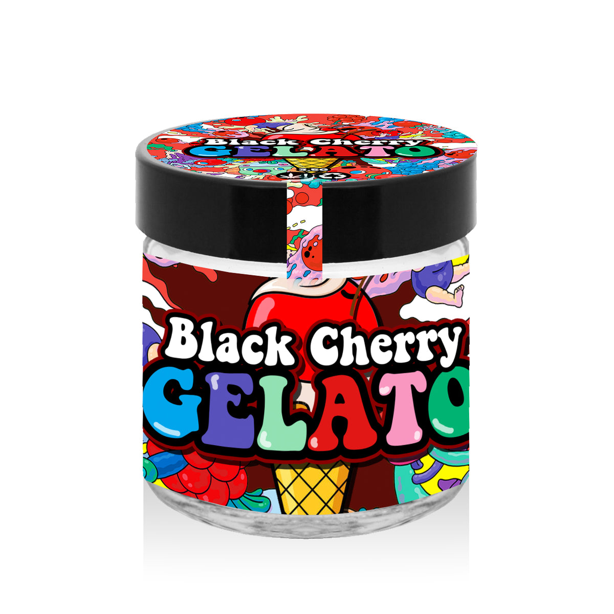 Black Cherry Gelato 60ml Glass Jars Stickers (3.5g) – Green Buddha ...