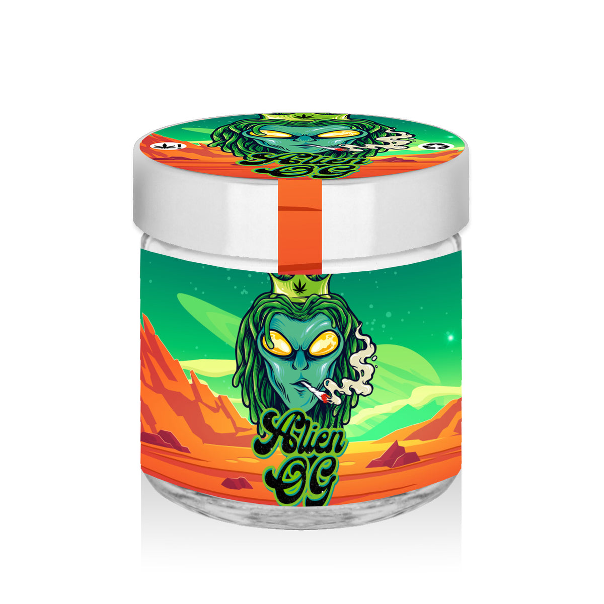 Alien OG 60ml Glass Jars Stickers (3.5g) – Green Buddha Packaging